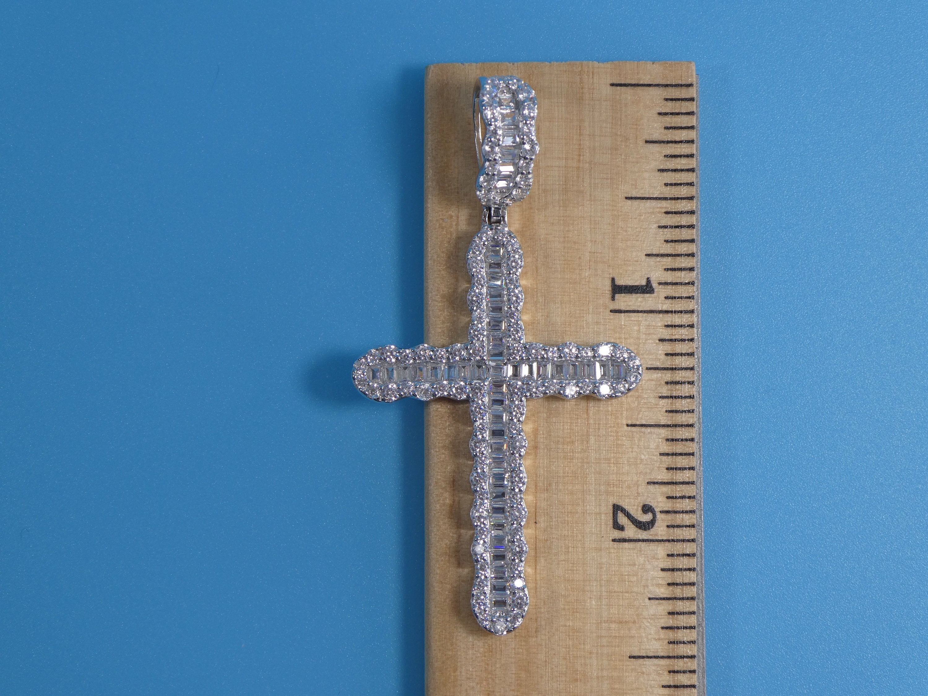 14k White Gold Color Tone Large Cross Charm Pendent Over Real 925 ...