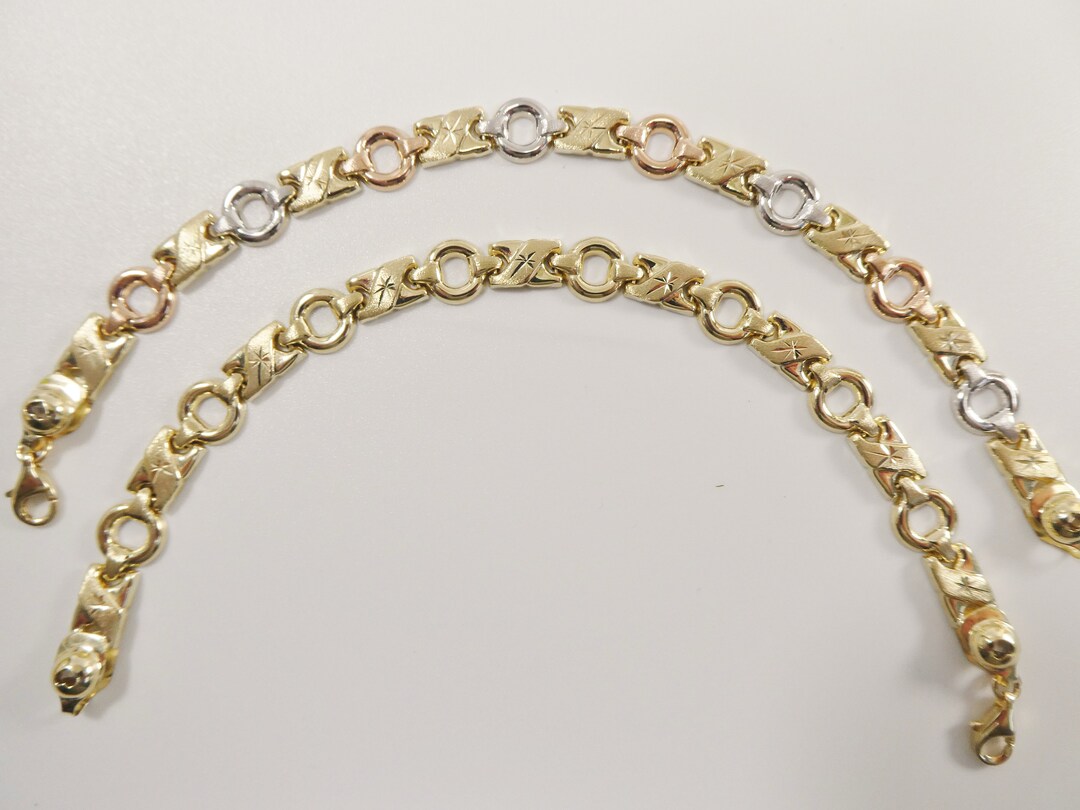 14k Real Solid Yellow Gold Xo Xo 7 Inch Bracelet - Etsy