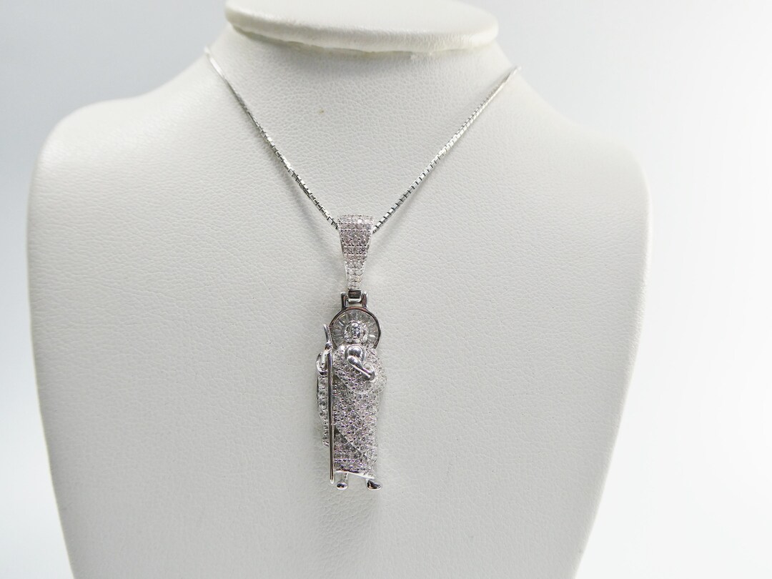 Real 925 Sterling Silver 16 Inch Box Chain and Saint Jude Small Pendent ...