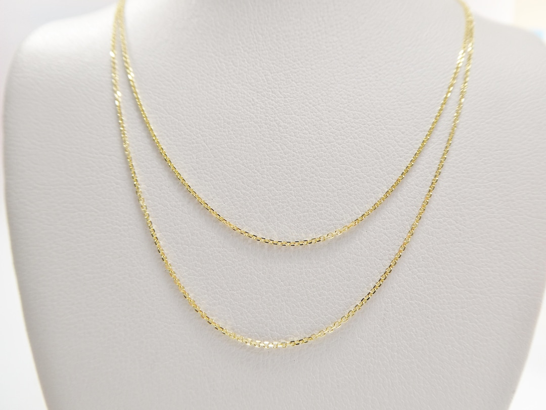 14k Real Solid Yellow Gold Tiny Small Cable Chain Necklace - Etsy