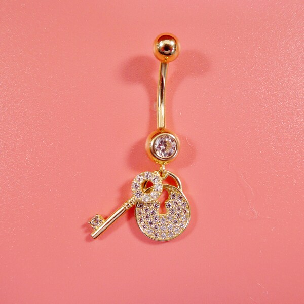 Key Belly Ring - Etsy
