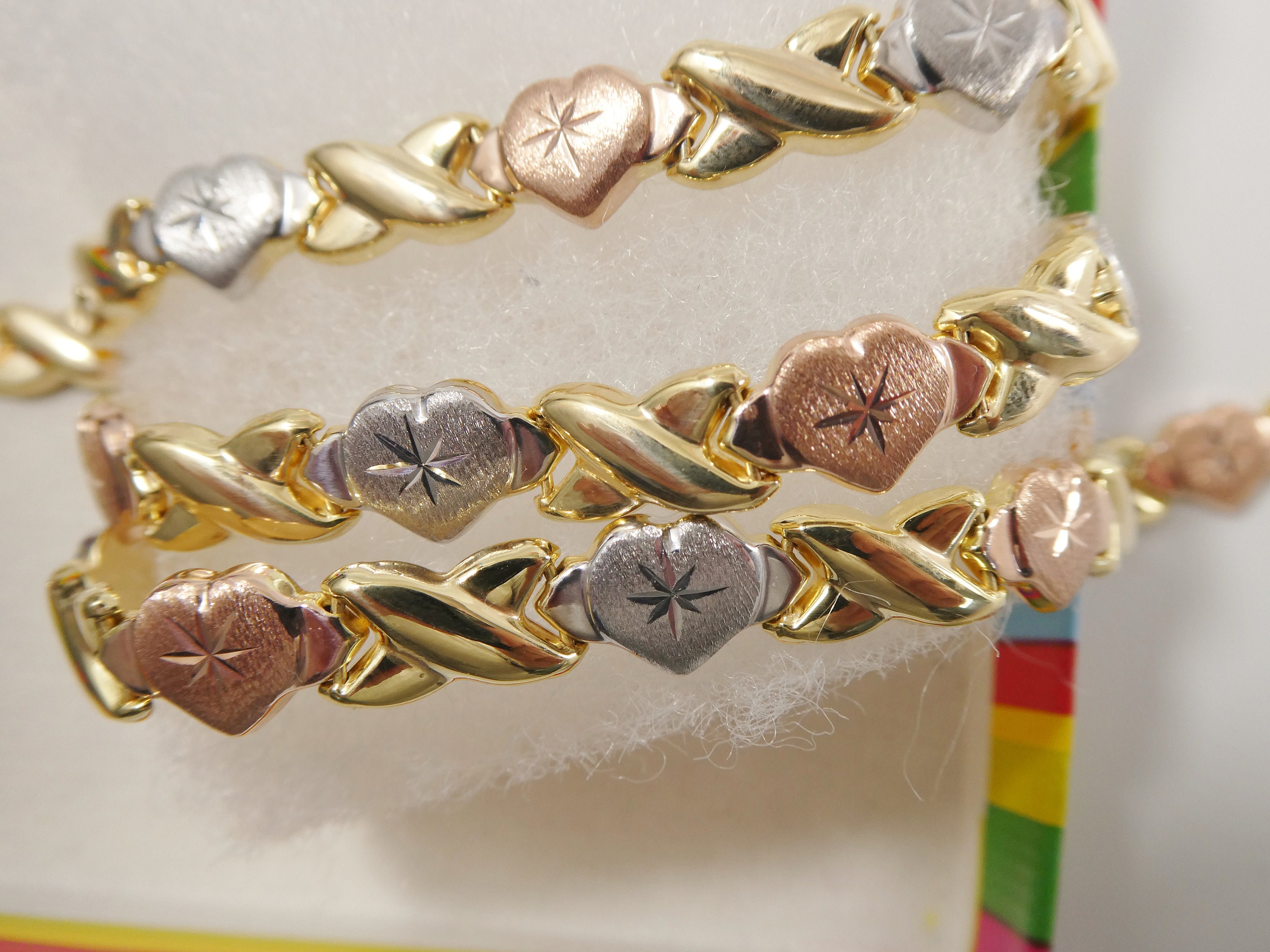 Sterling Silver XO Heart Necklace: Tri-color 14k Gold Finish - Etsy