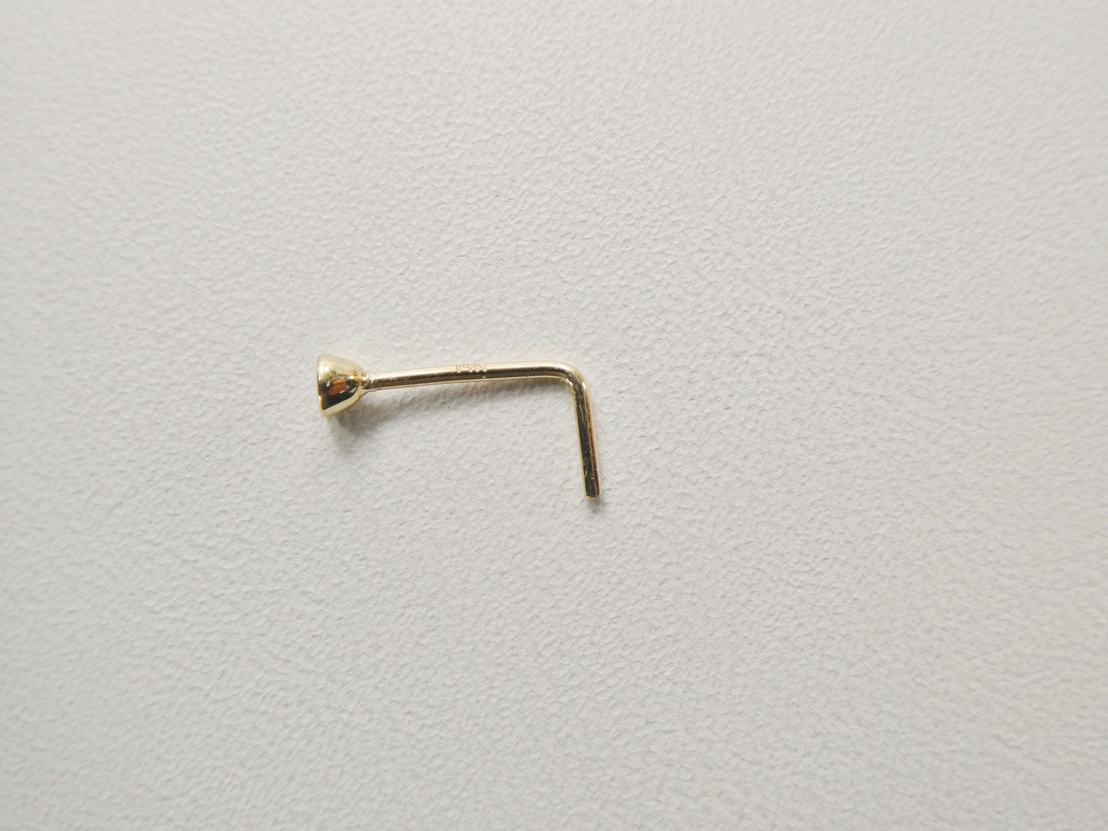 14k Real Solid Yellow Gold L SHAPE 1.5mm Round Stone Stud Nose Ring - Etsy