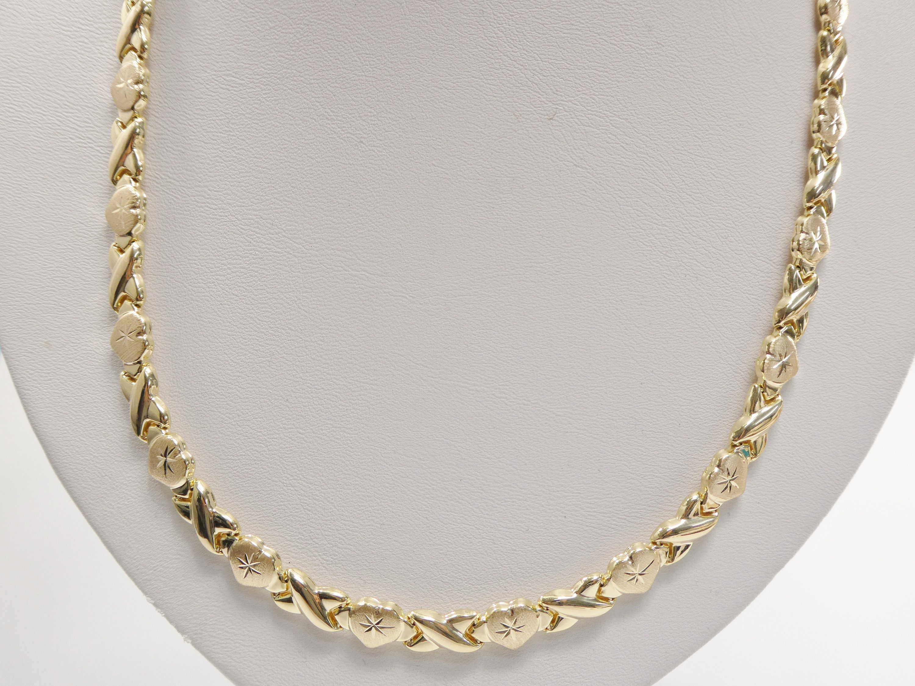 Real 925 Sterling Silver Xo Heart Hugs and Kisses Necklace 14k Yellow ...