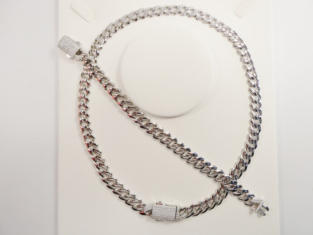Sterling Silver Monaco Chain Set: 14k White Gold Tone, 16" Necklace, 7 ...