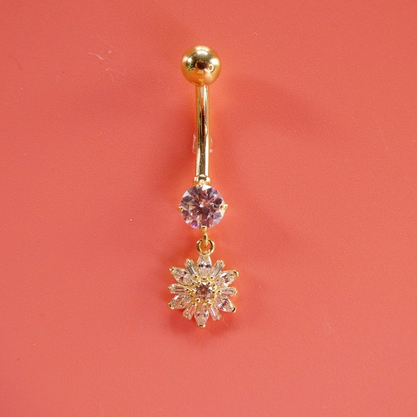 14k Gold Dangling Belly Piercing - Etsy