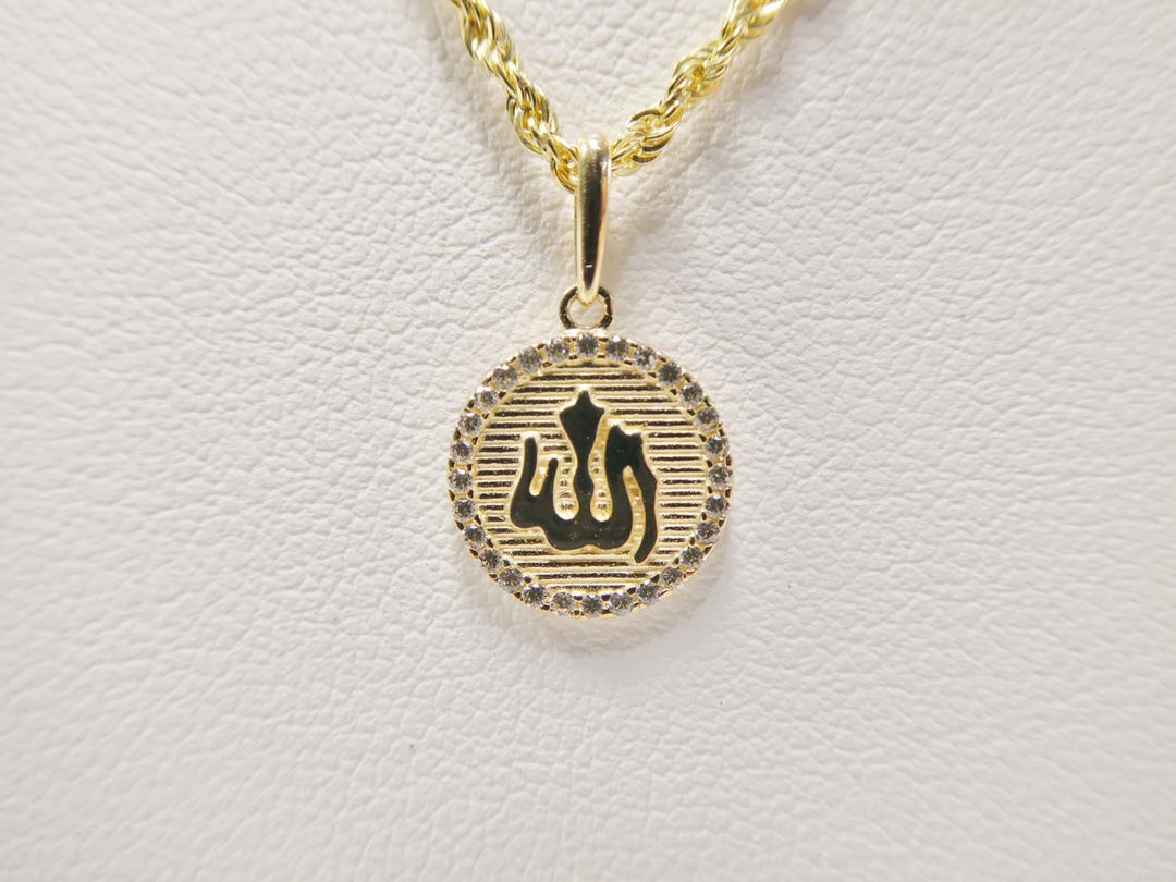 14k Real Solid Yellow Gold Muslim Pendent and Rope Necklace - Etsy