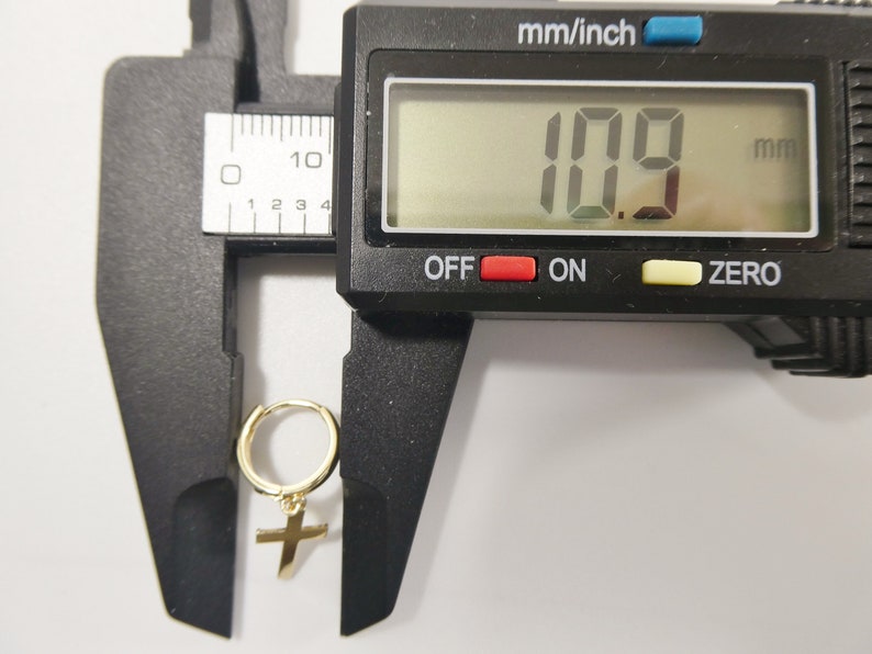 Real 10k Solid Yellow Gold Cross Dropping Hoop Huggie Earrings - Etsy