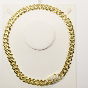 14k Gold Filled 14mm Monaco Cuban Necklace Set - Etsy
