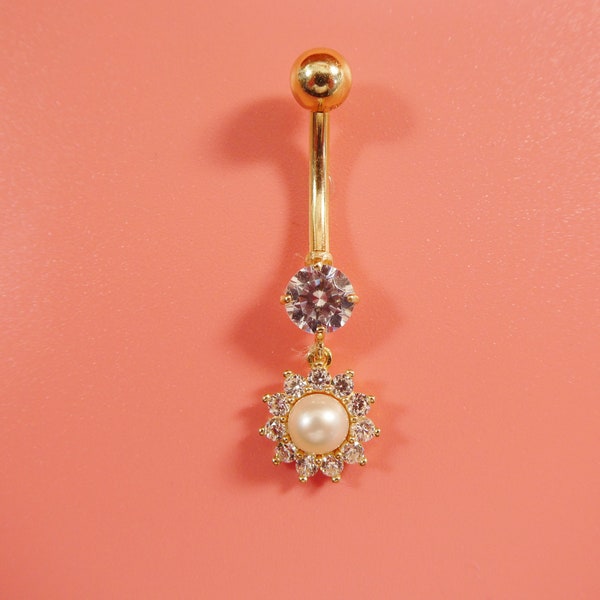 Real Pearl Belly Button Ring - Etsy