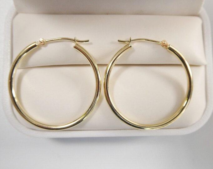 10k Real Yellow Gold Hoop Earrings, Diameter 30mm, Thickness 2.0mm ...