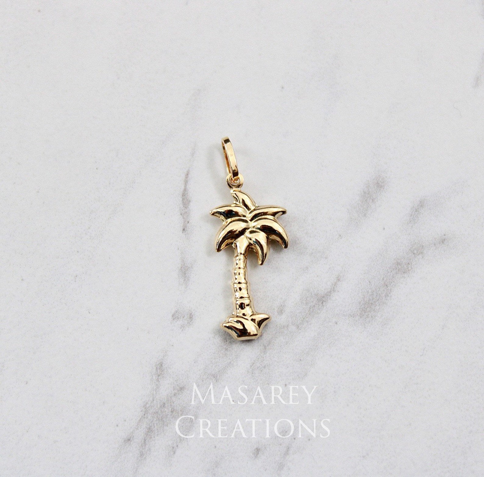 Brand New 14kt Solid Yellow Gold Palm Tree Pendant - Etsy