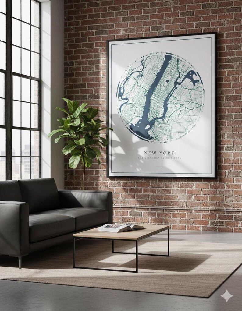 Emerald Isle New York City Map Print, Manhattan Green Wall Art (digital ...