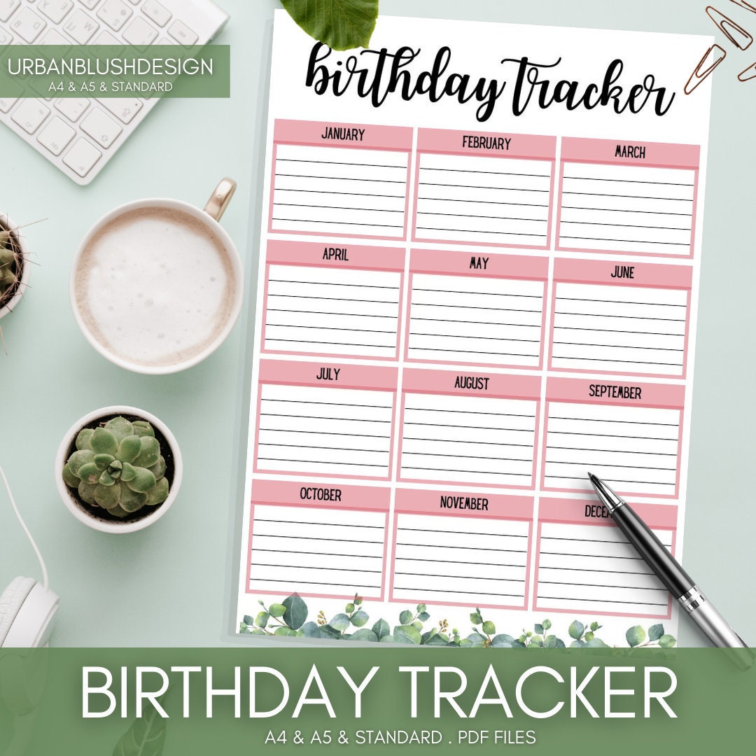 Birthday Tracker / Printable Planner Inserts / A5 Planner Inserts - Etsy