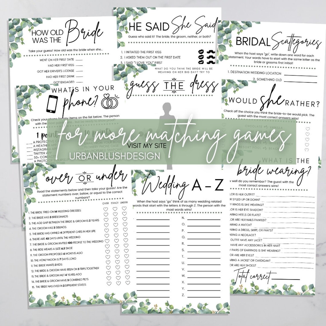 Printable Guess the Dress Game, Bridal Shower Games Printable, Wedding ...