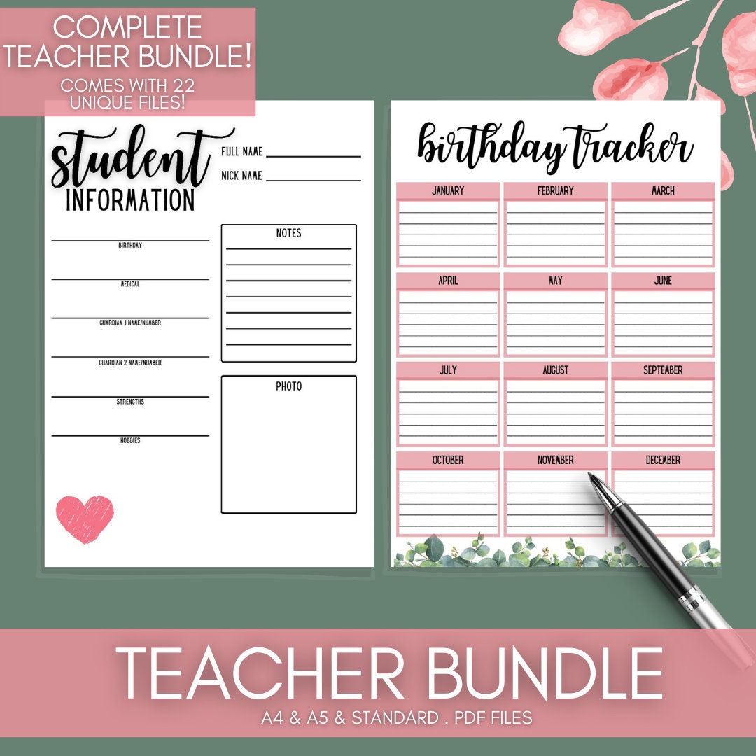 Teacher Planner Bundle / Schedule Planner / 2020 Teacher Calendar ...