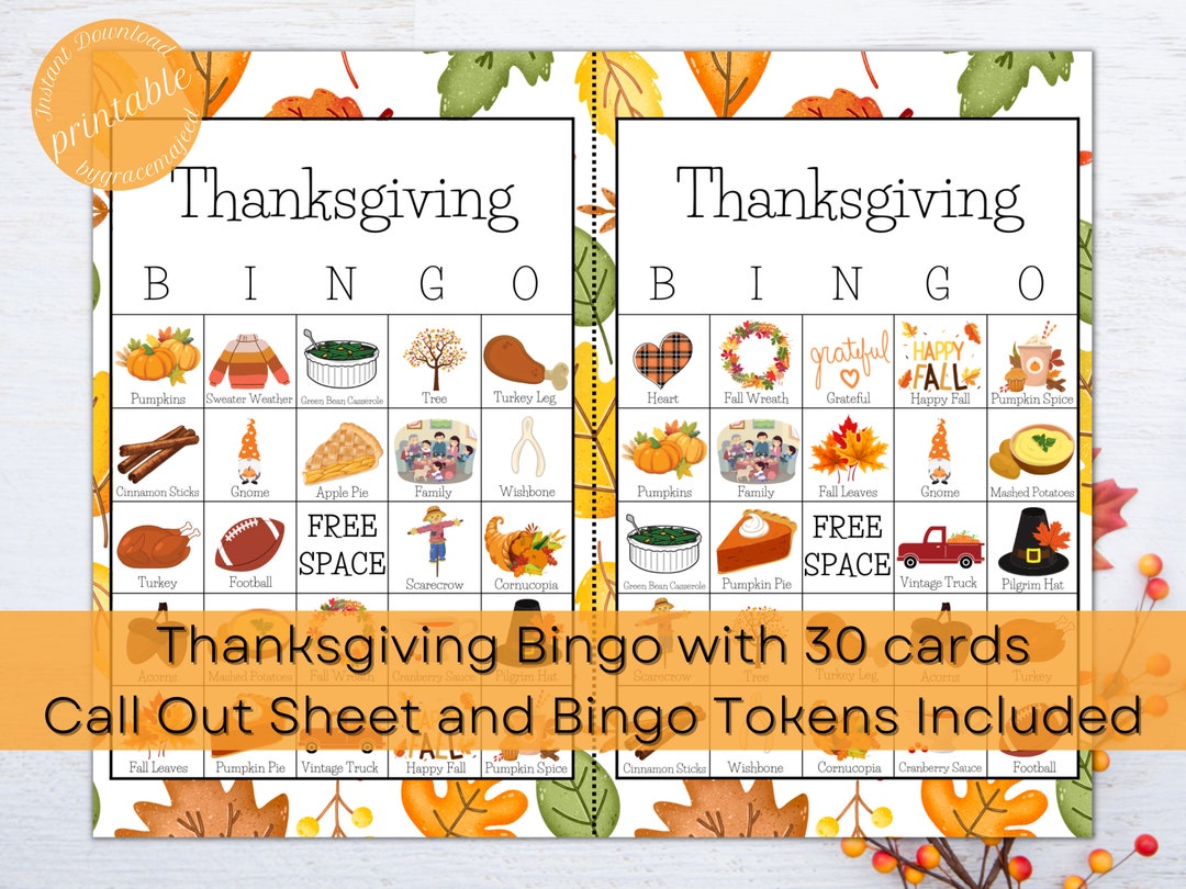 Thanksgiving Bingo Game Thanksgiving Games Thanksgiving Activity ...