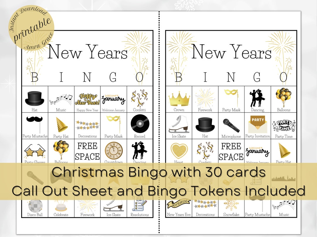 New Years Bingo Game Christmas Games Christmas Activity Christmas Party ...