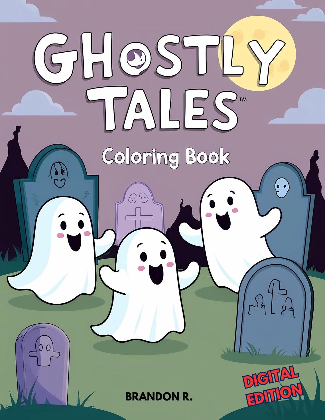 Ghostly Tales: Printable Cute and Spooky Colouring Book for Kids and ...