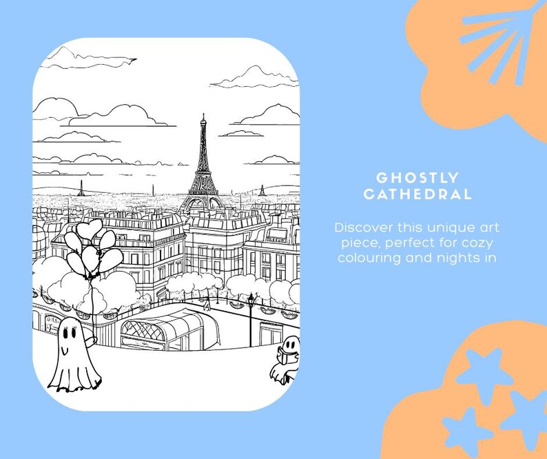 Ghostly Tales Paris: Printable Cute and Spooky Colouring Pages for Kids and Adults! (instant PDF ...
