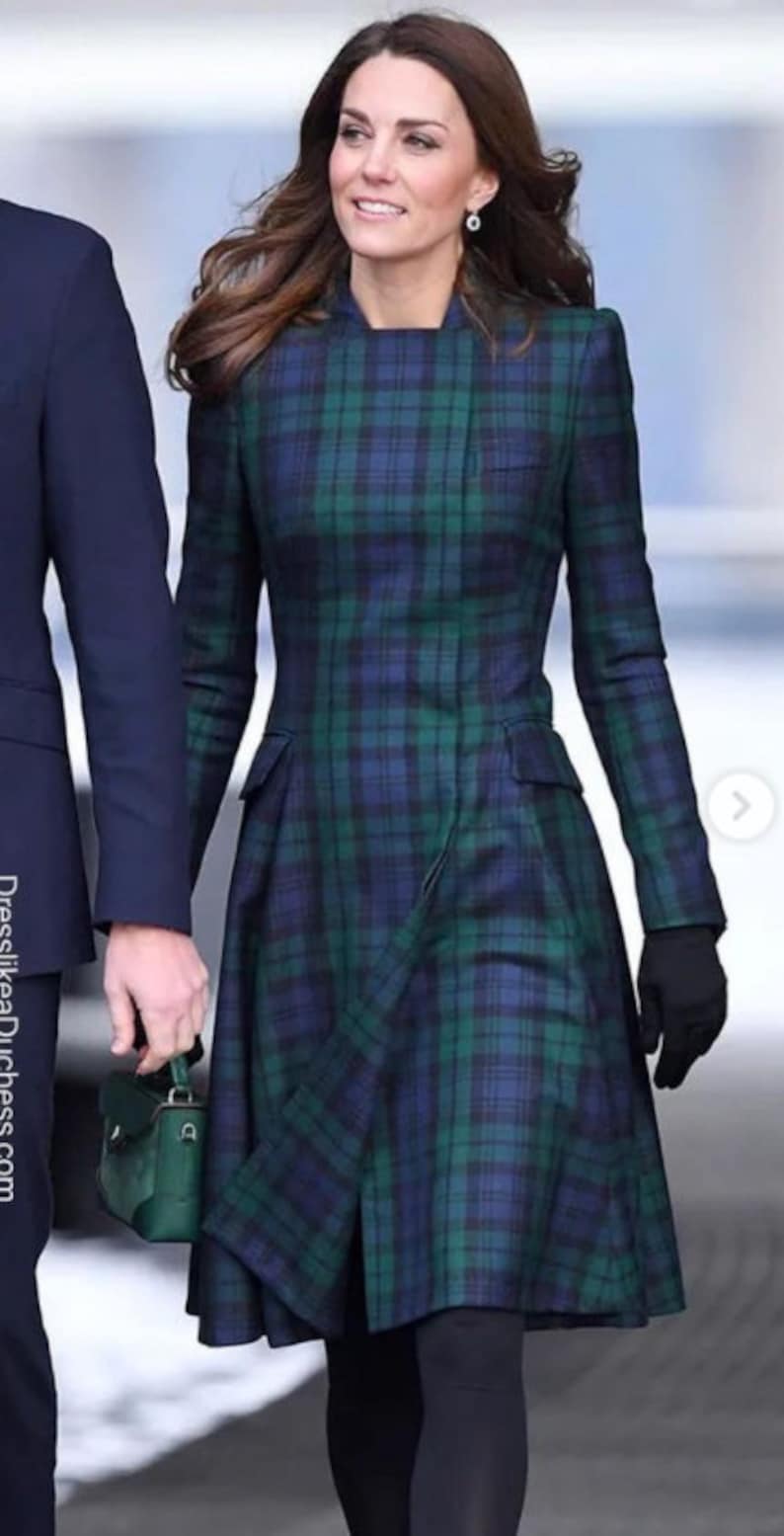 Kate Middleton Dress Tartan Plaid 1960s Coat Dress Navy Blue | Etsy