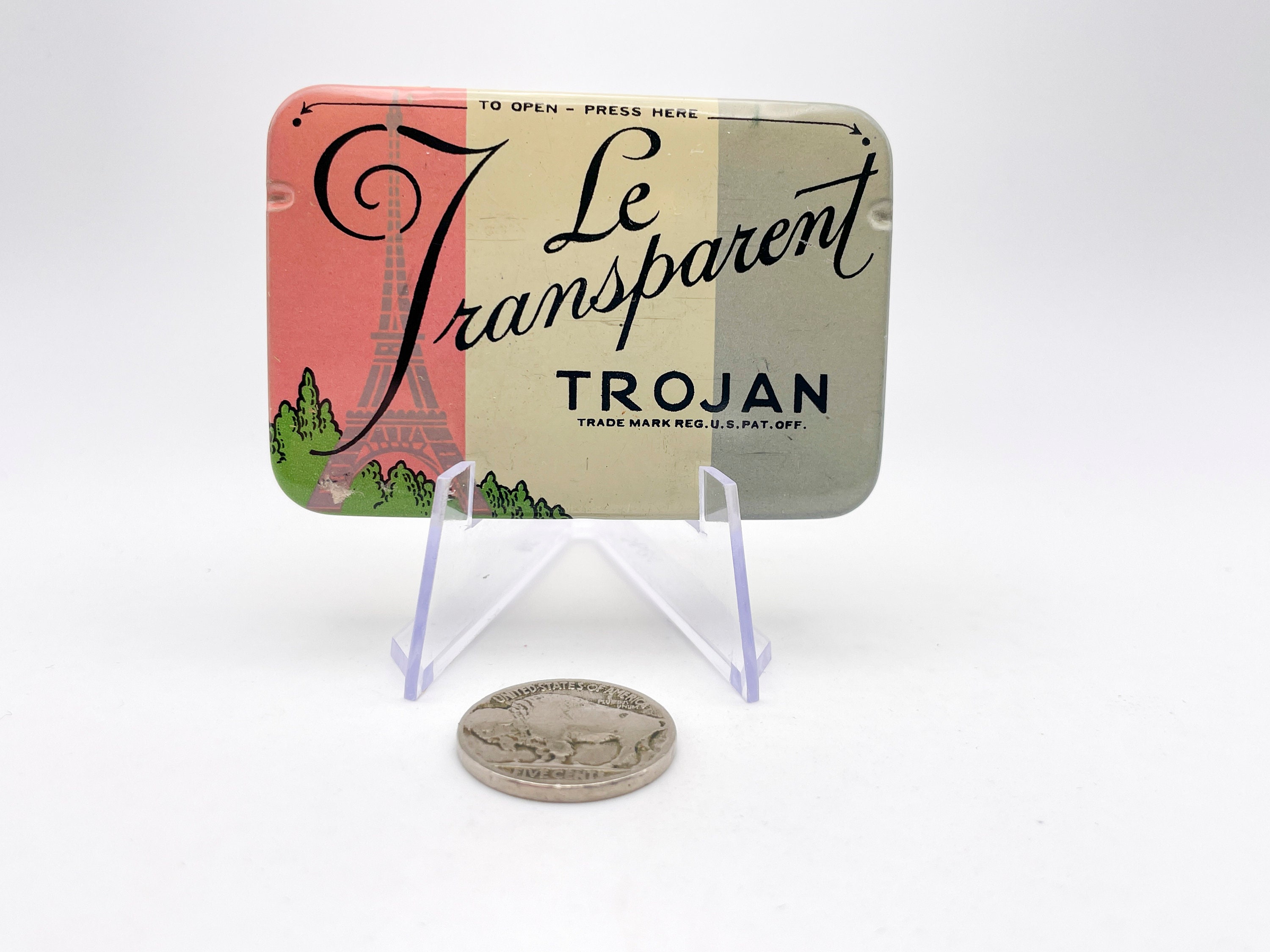 Antique 1930s Trojan Le Transparent Tin Prophylactic Condom ...