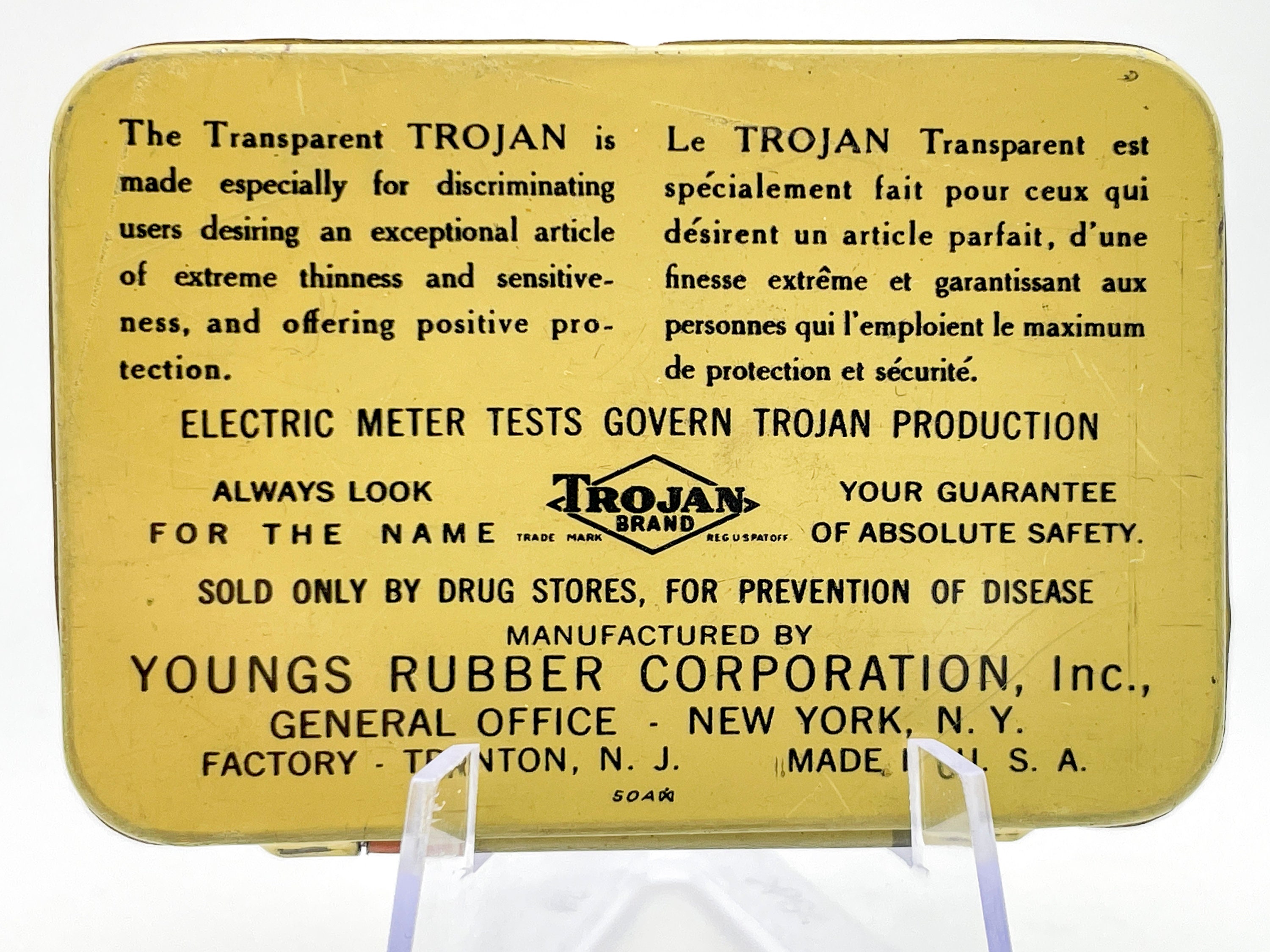 Antique 1930s Trojan Le Transparent Tin Prophylactic Condom ...