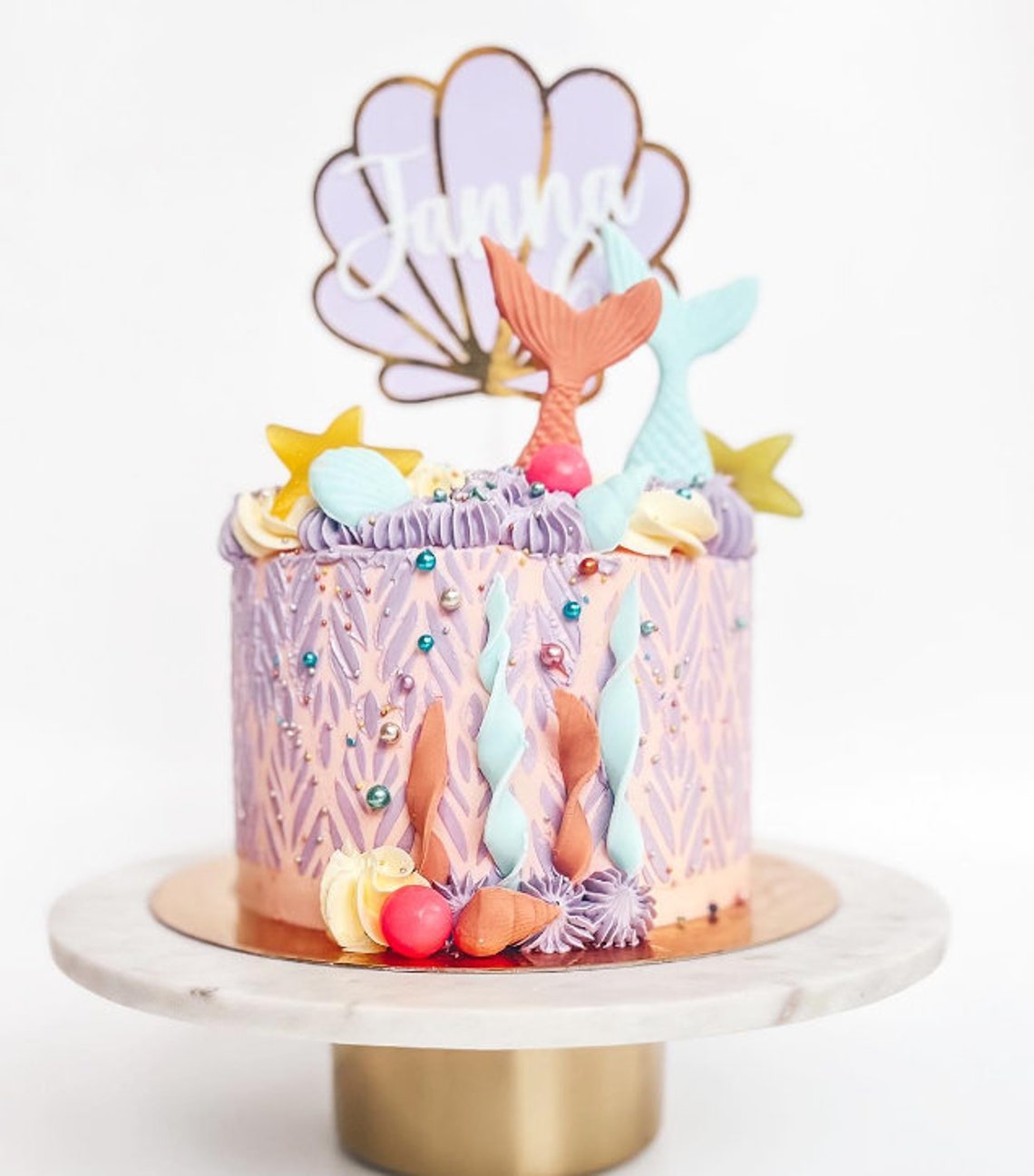 Mermaid Themed Cake Topper Simple - Etsy
