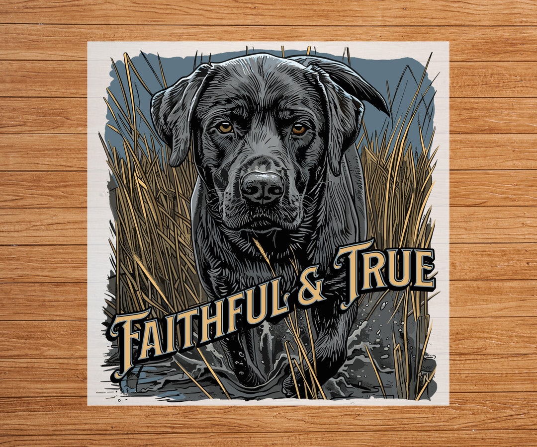 Black Labrador Hunting Dogs DTF Transfer, Lifelike Retriever Scene for ...