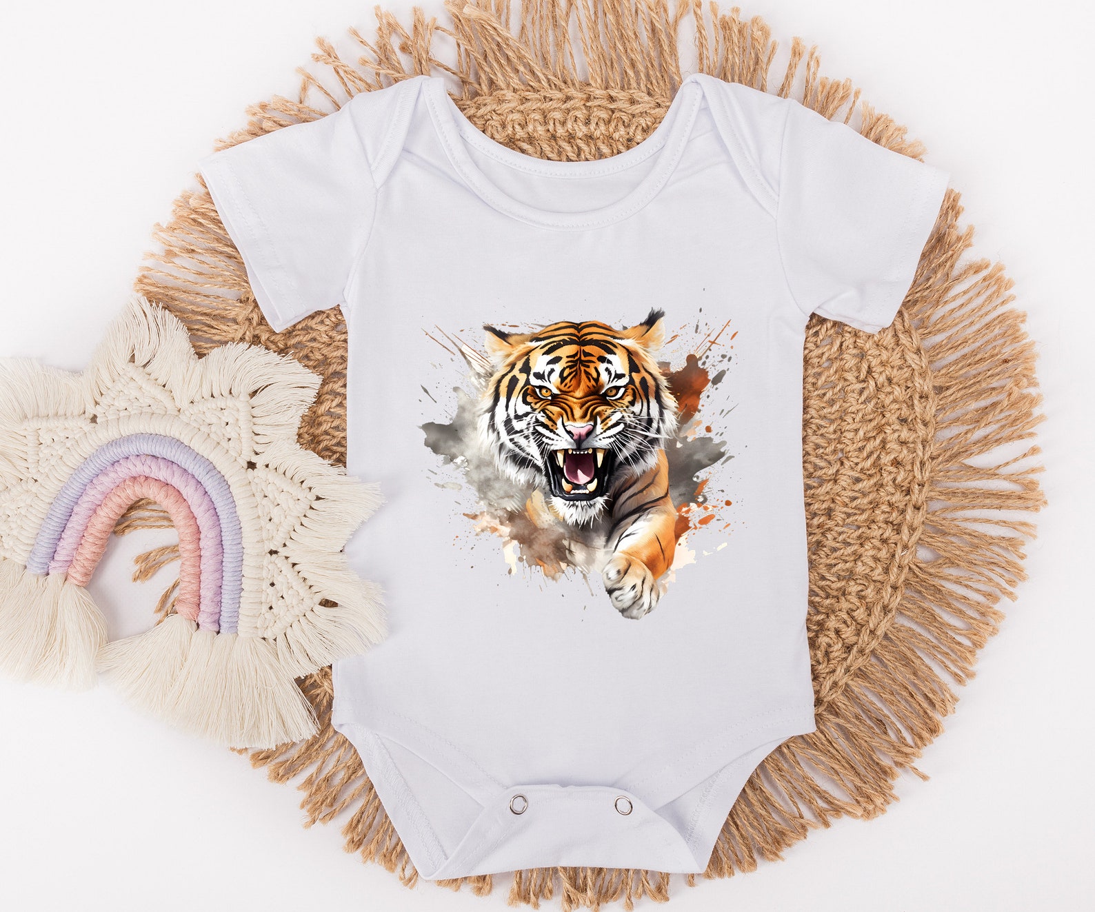 Watercolor Tiger DTF Transfer: Aggressive Iron-on Apparel Art - Etsy