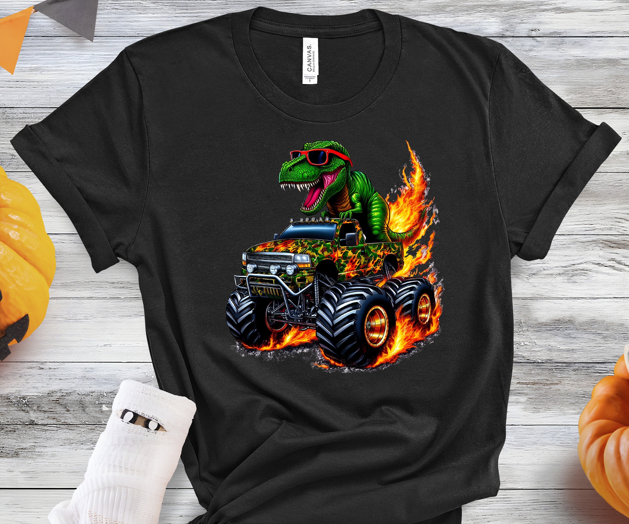 T-rex Monster Truck DTF Transfer: Kids' Apparel Graphic - Etsy