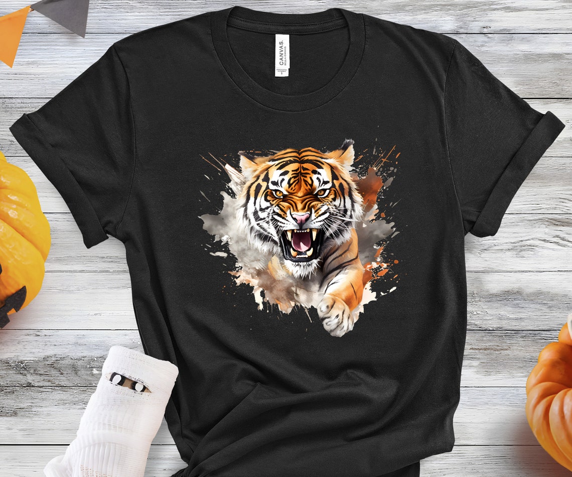 Watercolor Tiger DTF Transfer: Aggressive Iron-on Apparel Art - Etsy
