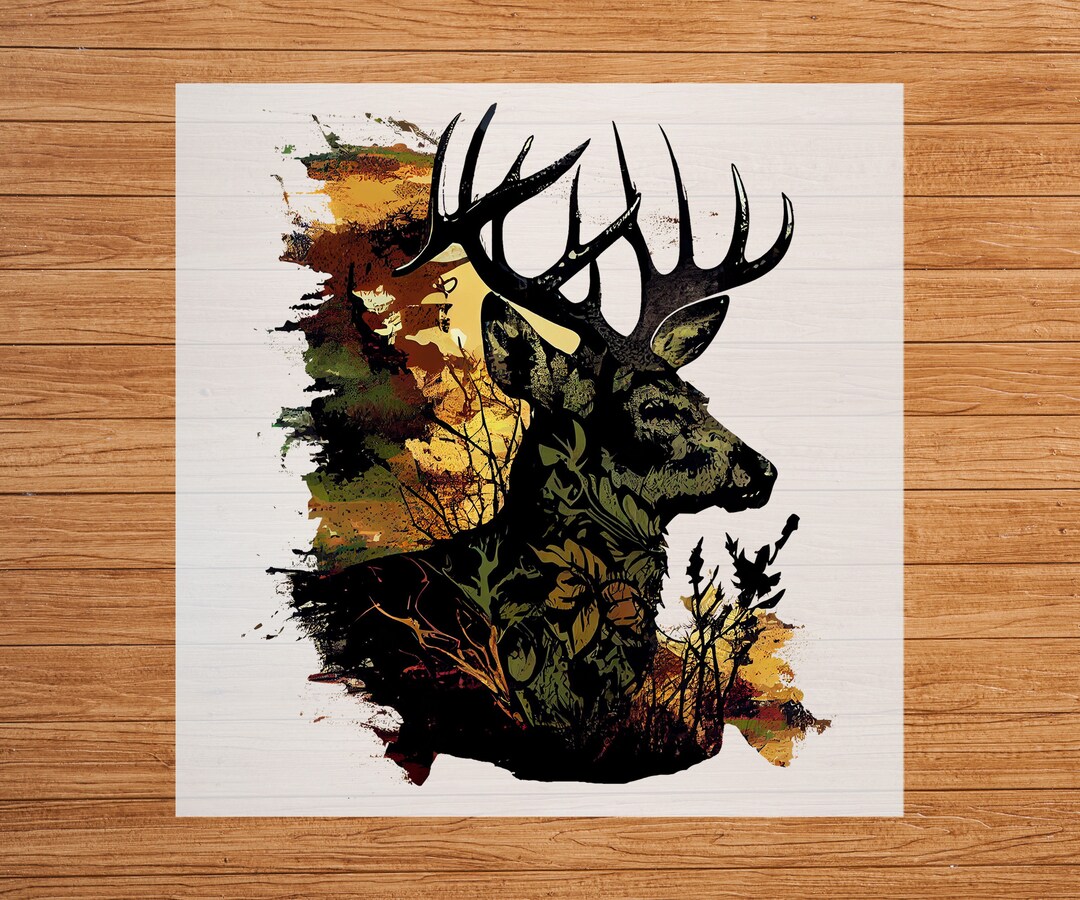 Deer Hunting Designs DTF Transfer for Hats, Dynamic Outdoor Graphics ...