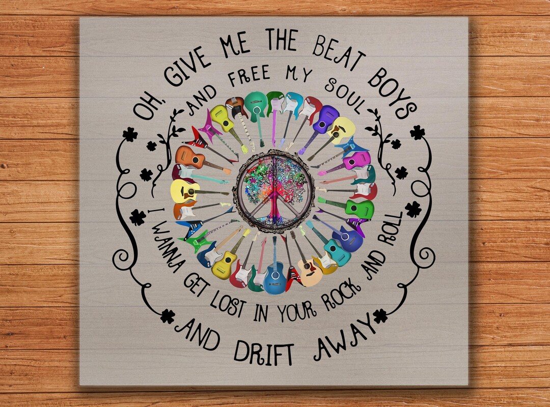 DTF Transfer Music Tree of Life, Peace Symbol Guitar Mandala Shirt ...