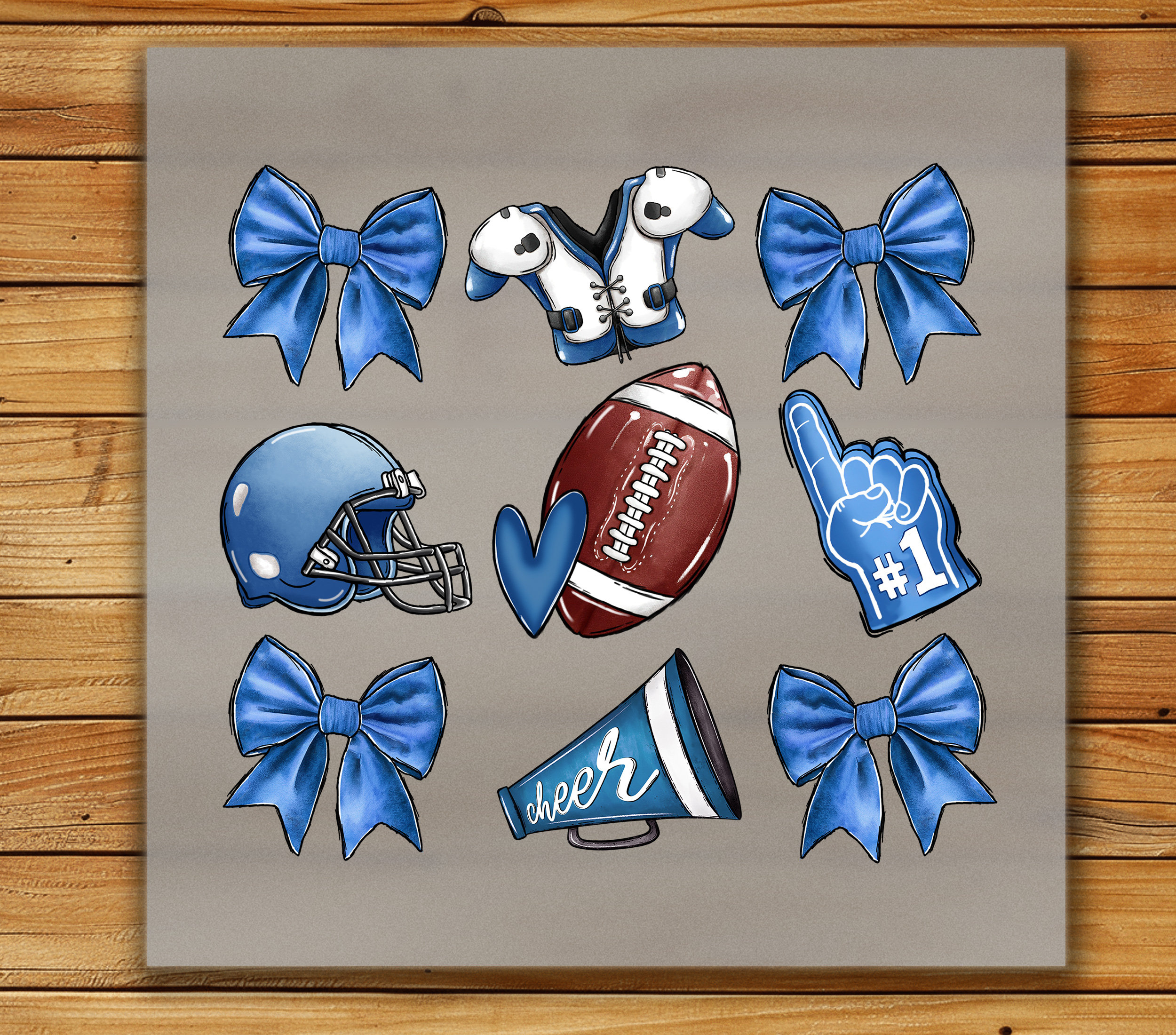 Blue Football Cheerleading DTF Transfer: Iron-on Helmet & Bow Design - Etsy