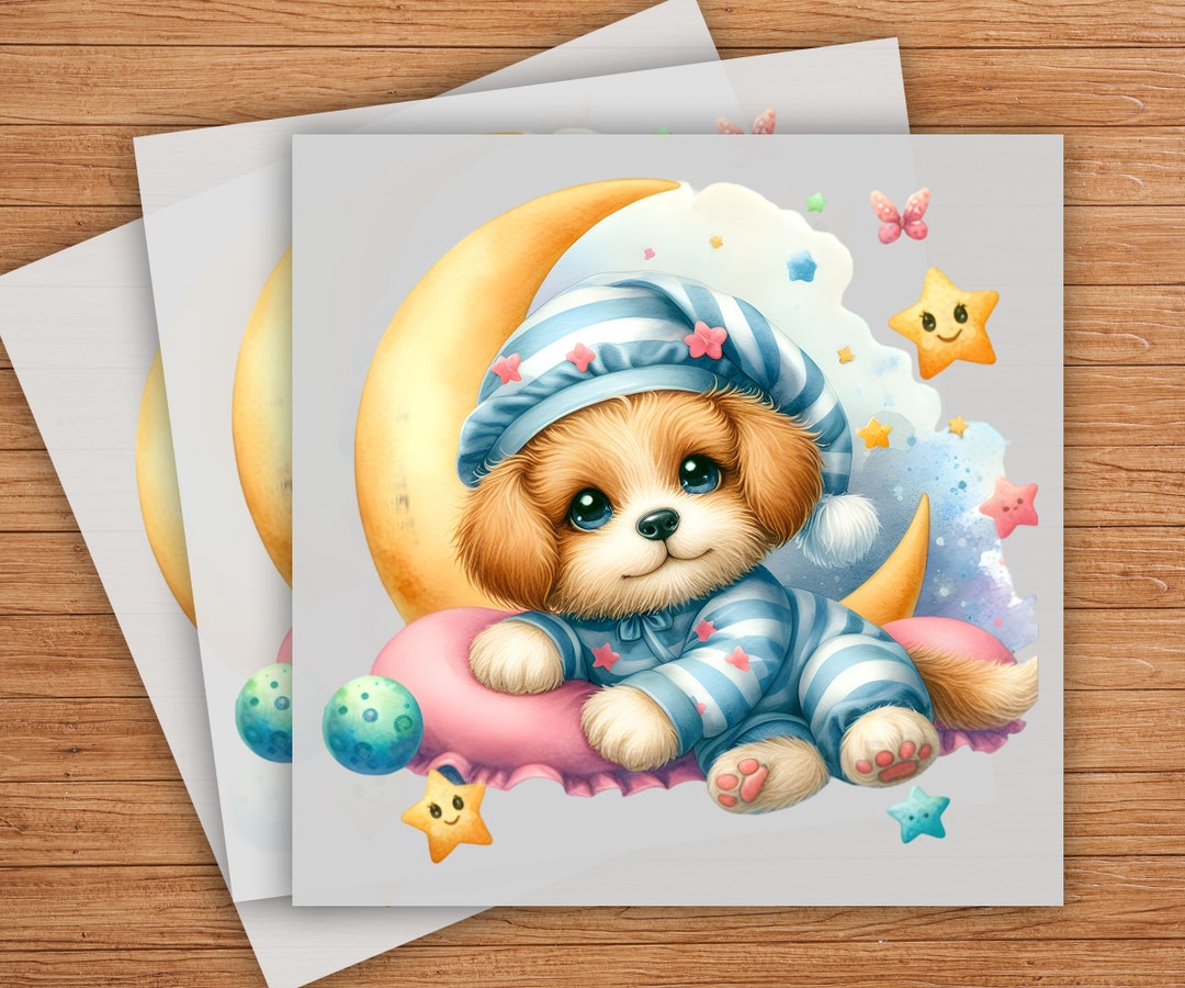 Cute Baby Puppy Sleepy DTF Transfer, Adorable Nap Time Design, High ...