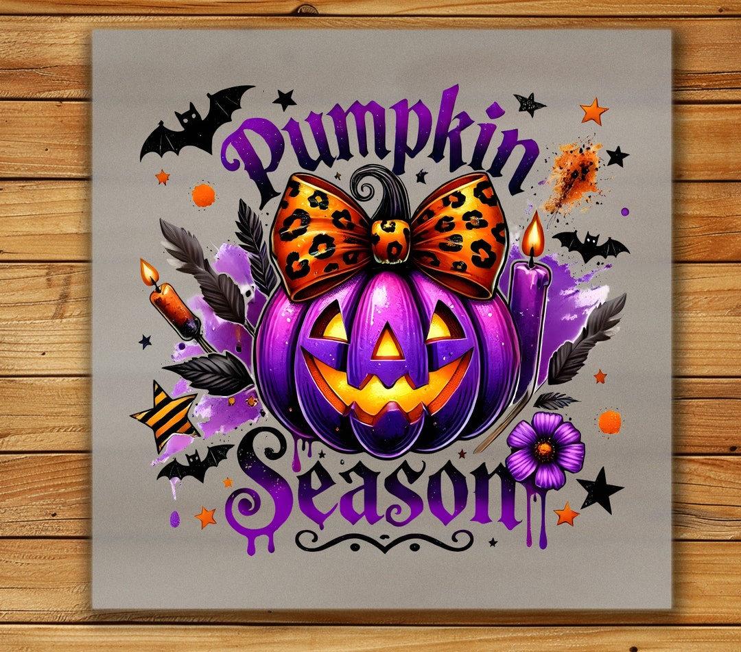 Purple Pumpkin DTF Transfer, Pumpkin Season Halloween Design, Simple ...