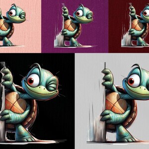 Winking Turtle DTF Transfer: Funny Cartoon Heat Transfer - Etsy