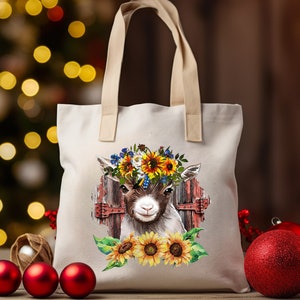 Sunflower Goat DTF Transfer: Watercolor Farm Art Iron-on - Etsy