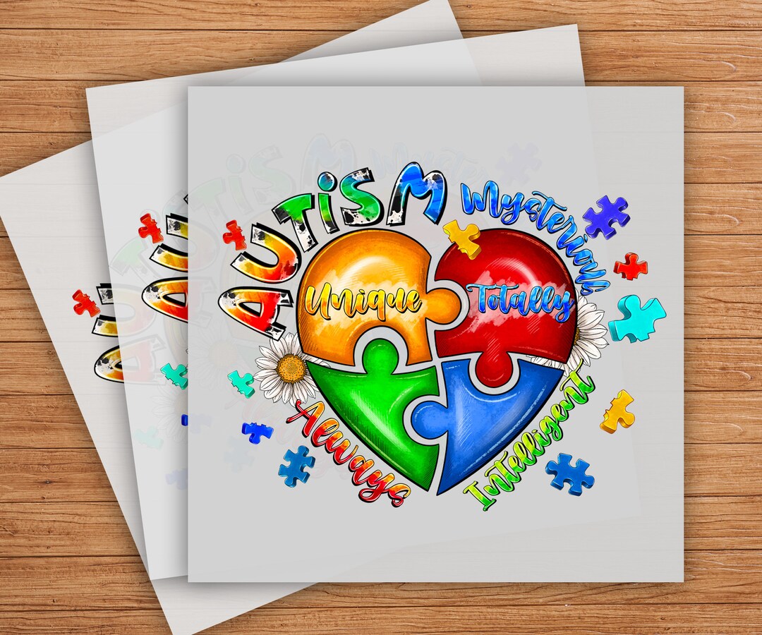 Autism Heart Shape Puzzle DTF Transfer, Compassionate Awareness Design ...