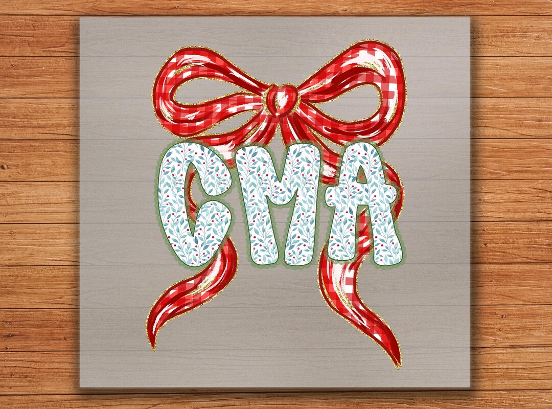 CMA Bow DTF Transfer: Floral Letters Red Plaid Ribbon Shirt Decal Ready ...