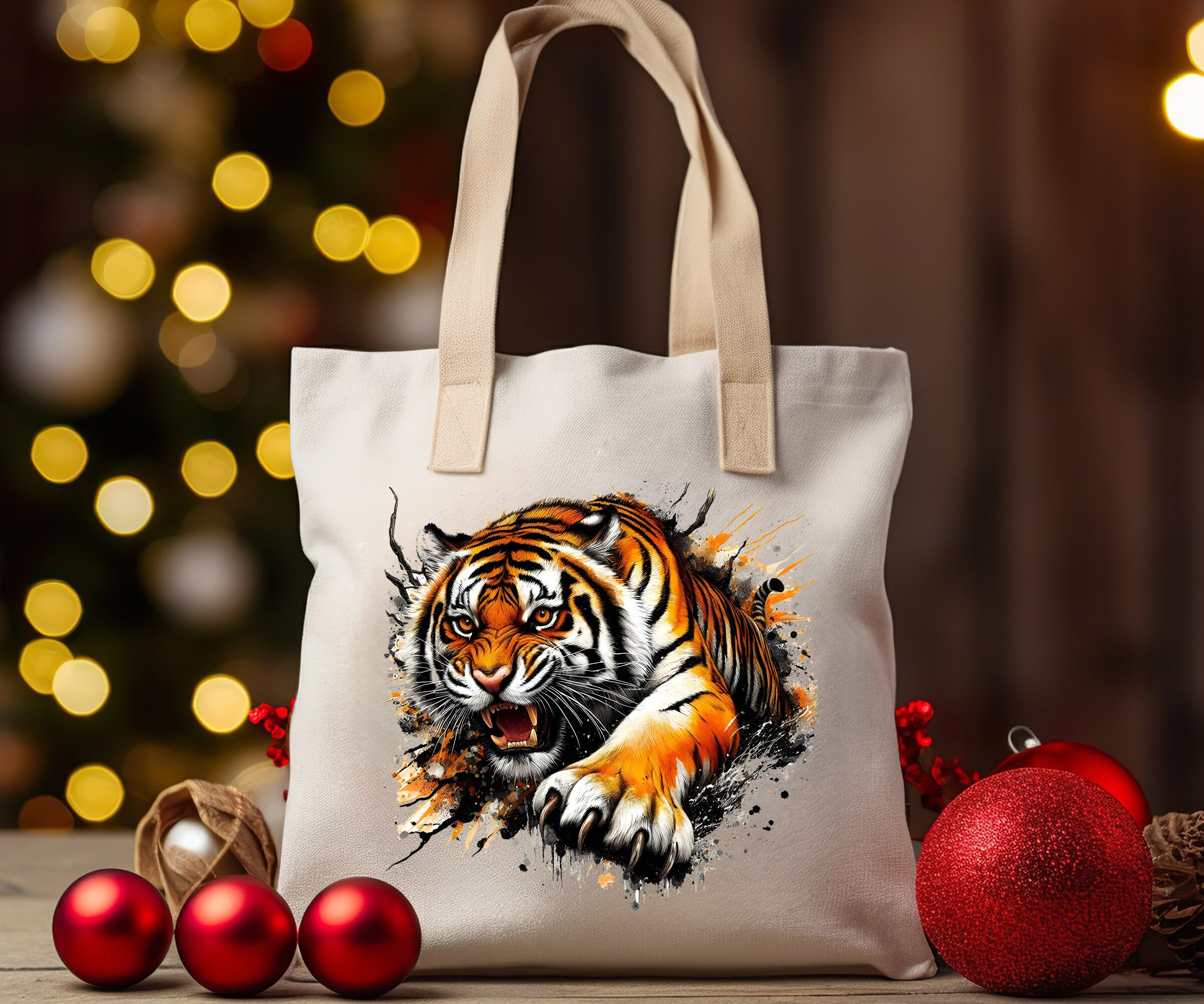 Vibrant Watercolor Tiger DTF Transfer - Aggressive Angry Pouncing Tiger ...