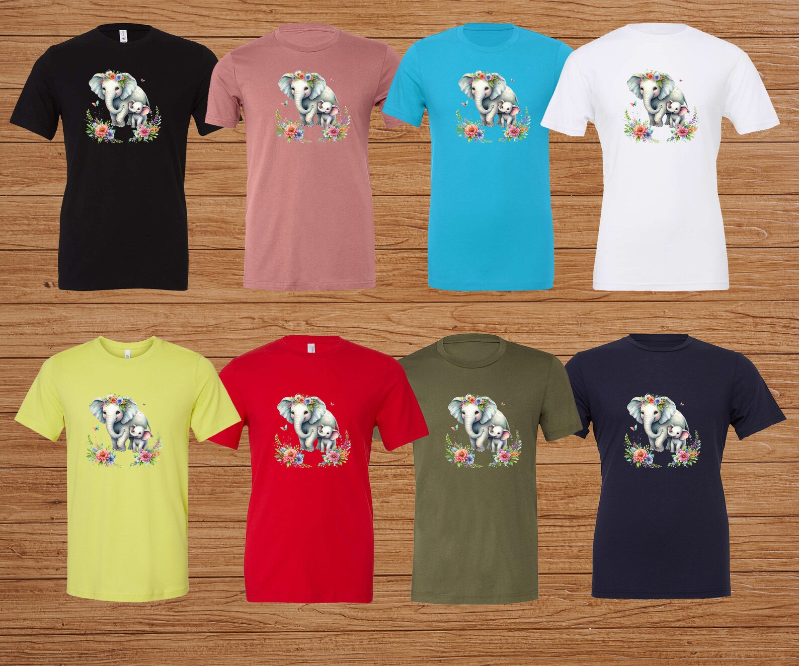 Elephant Mom and Kid Flowers DTF Transfer, Maternal Apparel Graphic - Etsy