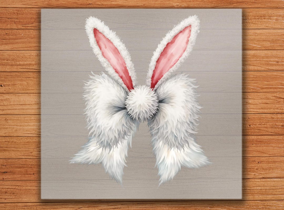 Easter Bunny DTF Transfer, Furry White Rabbit Bow, Soft Texture Design ...