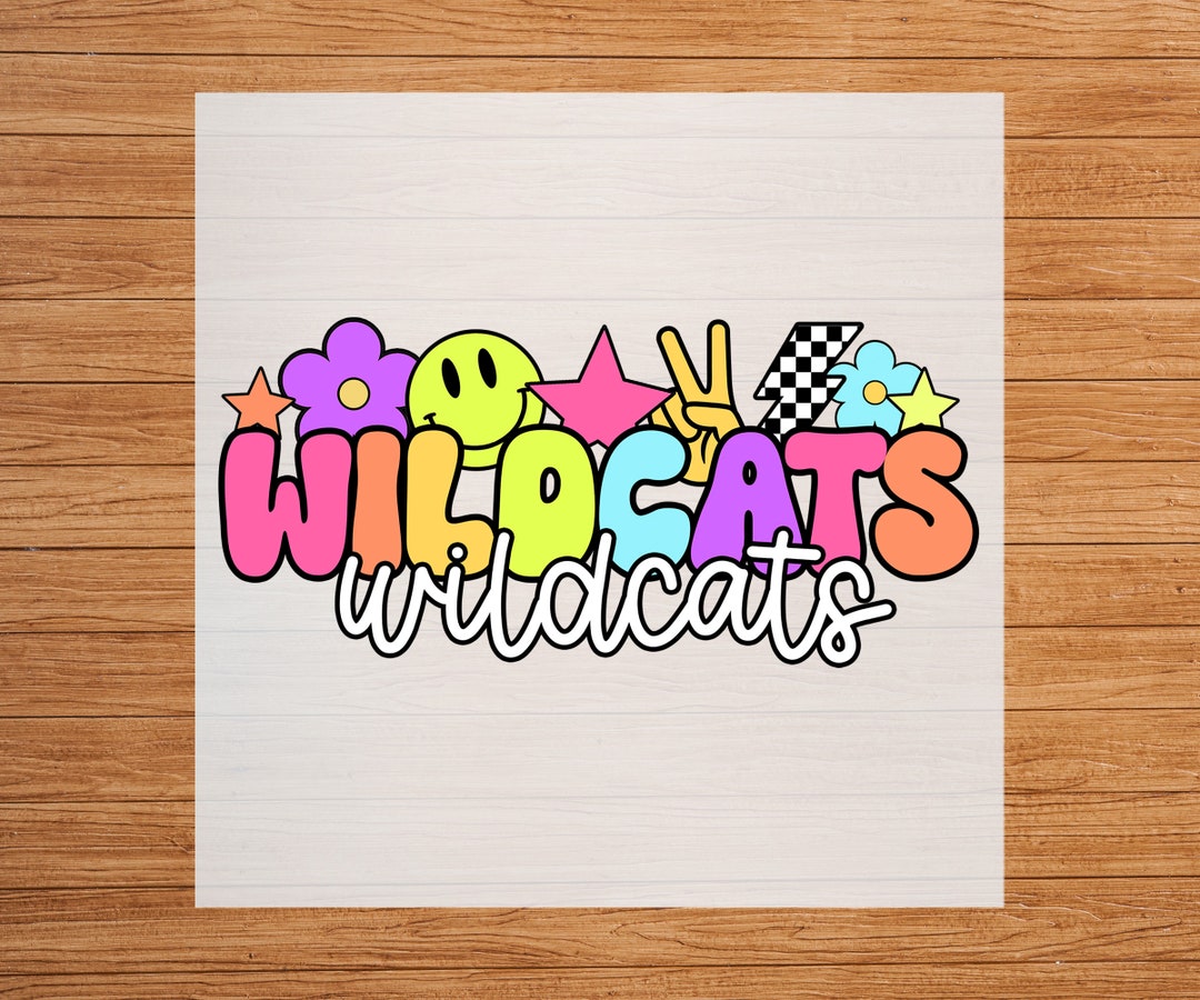 Retro Pop Colorful Preppy Sticker Mascot WILDCATS DTF Transfer, Ready ...