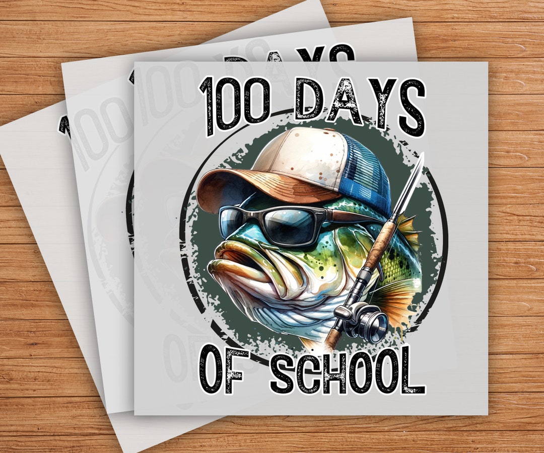 100 Days of School Bass Fishing DTF Transfer: Kids Apparel Print - Etsy