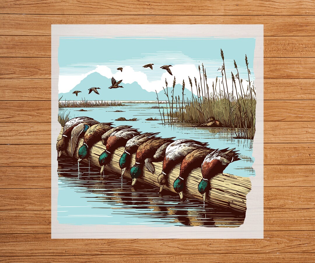 Duck Hunting DTF Transfer: Waterfowl Scene, Hunting Apparel Print - Etsy