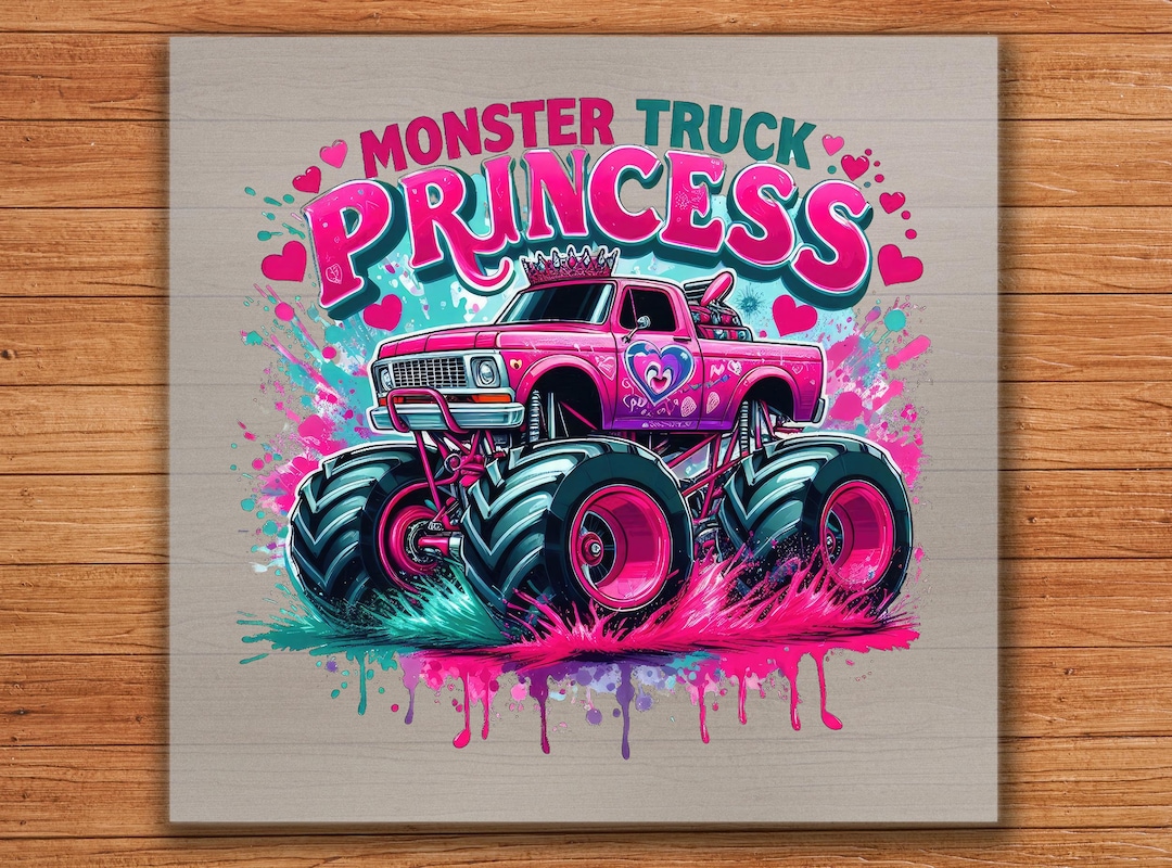 Pink Princess Monster Truck DTF Transfer, Girls Birthday Shirt - Etsy