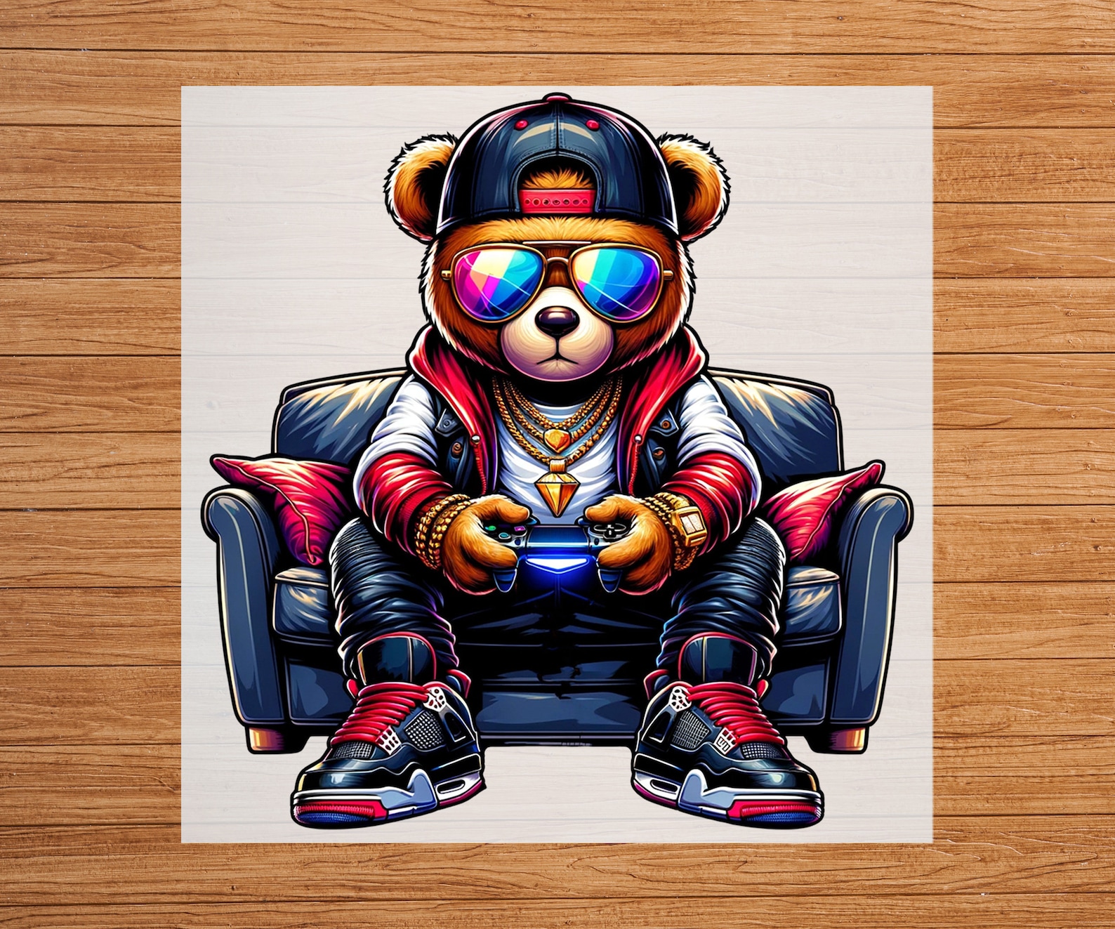 Graffiti Gamer Teddy Bear DTF Transfer: Urban Hip Hop Iron-on Decal - Etsy