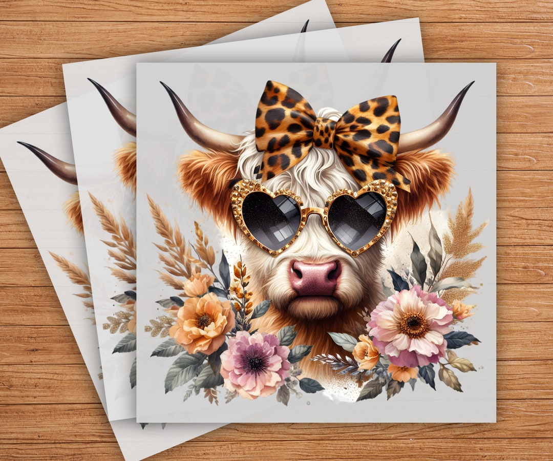 Elegant Highland Cow DTF Transfer: Rustic DIY Home Decor - Etsy